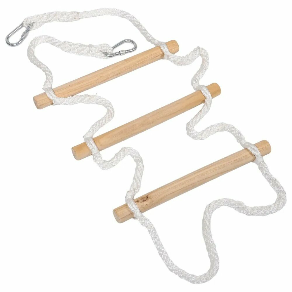 Лестница Веревочная Для Двухъярусных Кроватей И Детских Площадок, Бежевая, Из Дерева И Хлопкового Троса, Прочная И Устойчивая, 1 Шт