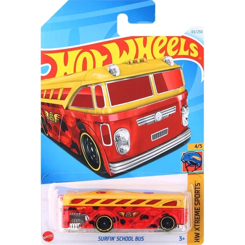 Hot Wheels Surfin' School Bus, красный, 1:64, цвет 65