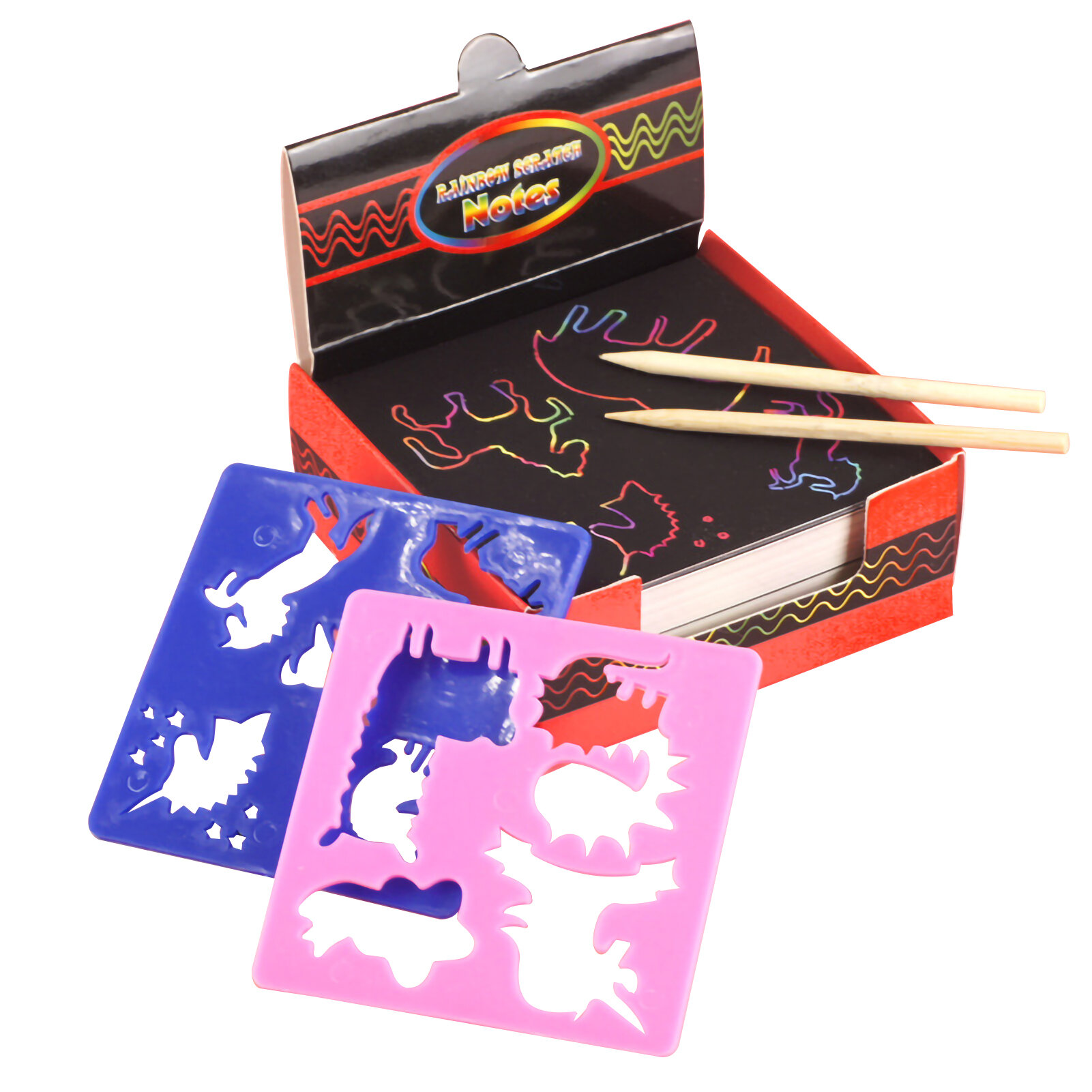 Набор для творчества с клеенкой Scratch Paper Rainbow Magic 100 штук для детей Черная клеенка для удаления Арт-крафты Наборы Заметки Доски с 2 деревянными стилусами 2 штуки Шаблоны для рисования для девочки мальчика Пасхальная вечеринка Игра