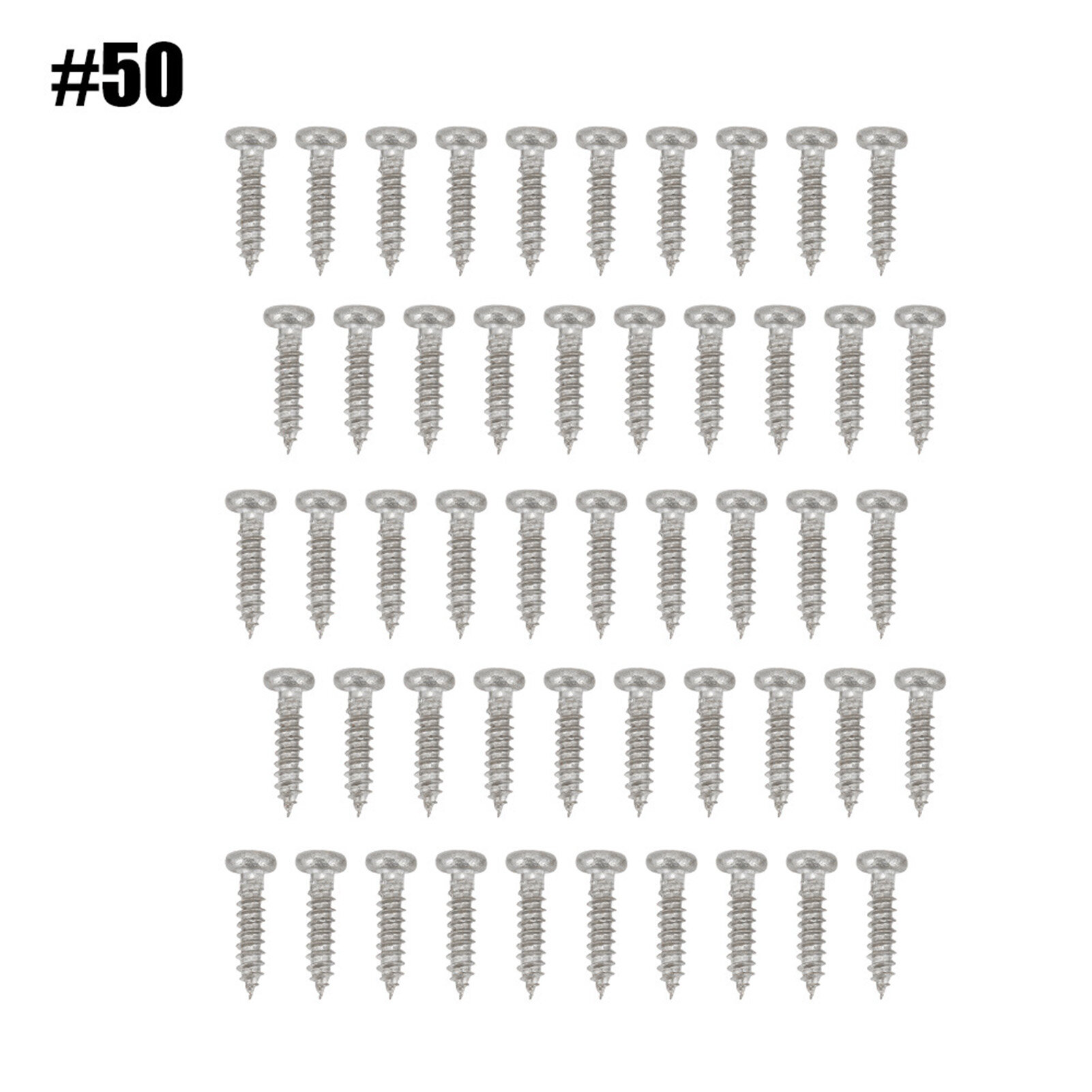50pcs Chrome Mounting Screws for Guitar Machine Heads Tuning Pegs Tuners (Silver)