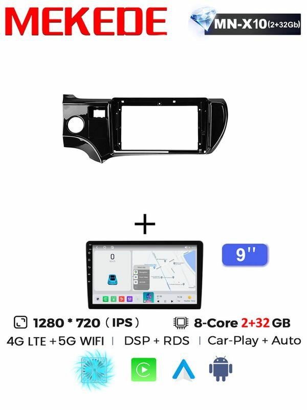 Магнитола 9" Mekede MN X10 Pro 2/32 Gb Toyota Aqua 2011-2017 carplay