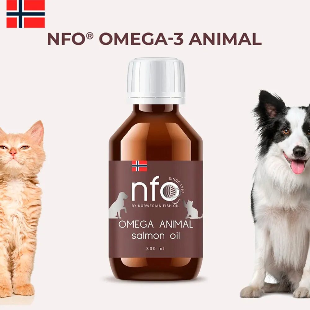 Омега для кошек и собак (NFO Норвегия) из масла Лосося, 300мл / Омега 3-6-9 для животных