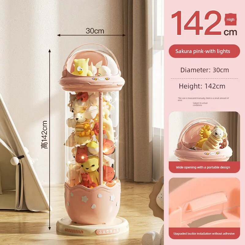 Корзина для хранения плюшевых игрушек на молнии, органайзер для хранения мягких игрушек и фигурок, прозрачный