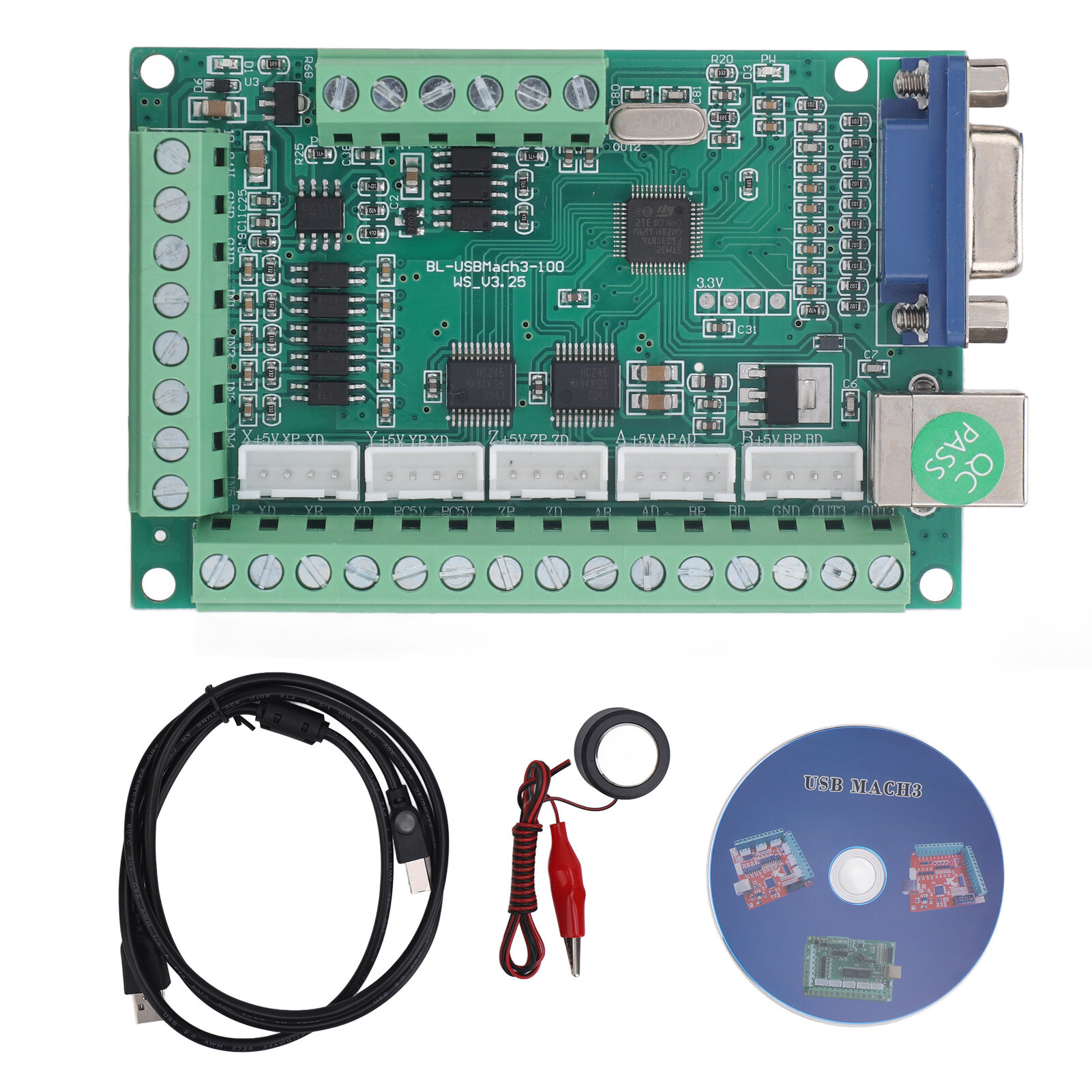 Комплект платы управления 5 осей V3.25 с USB-контроллером движения и датчиком оси Z для станков с ЧПУ для гравировки, фрезеровки и обработки металла, напряжение питания от 12 до 24 В.