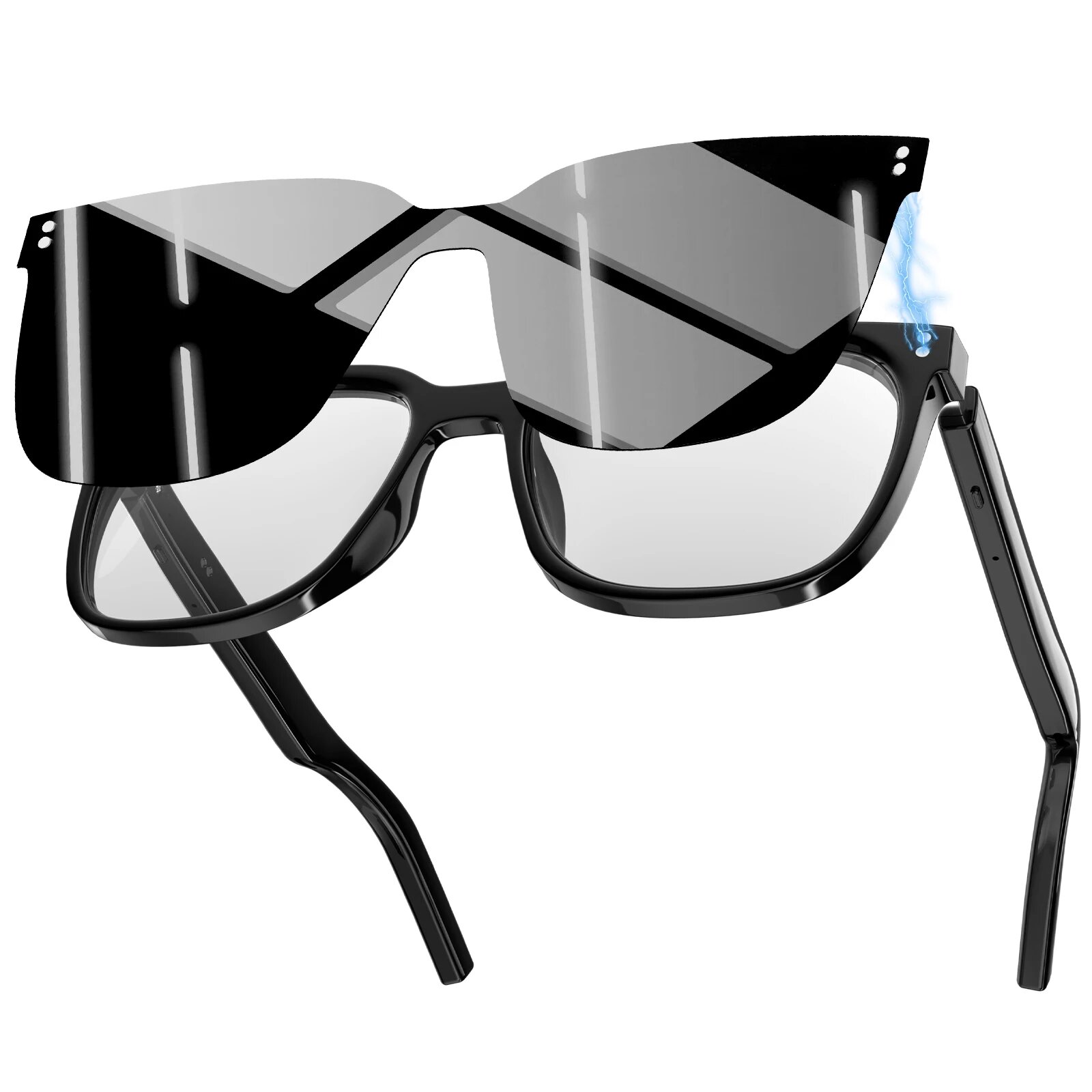 HIWEGO Bluetooth Smart Glasses With Interchangeable Lenses Magnetic Sunglasses Anti blue Light UV Protection Sunglasses Eyewear