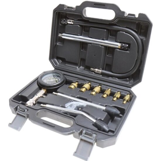 Компрессометр для бензиновых двигателей Lige с набором адаптеров 12пр, в кейсе LG-14722