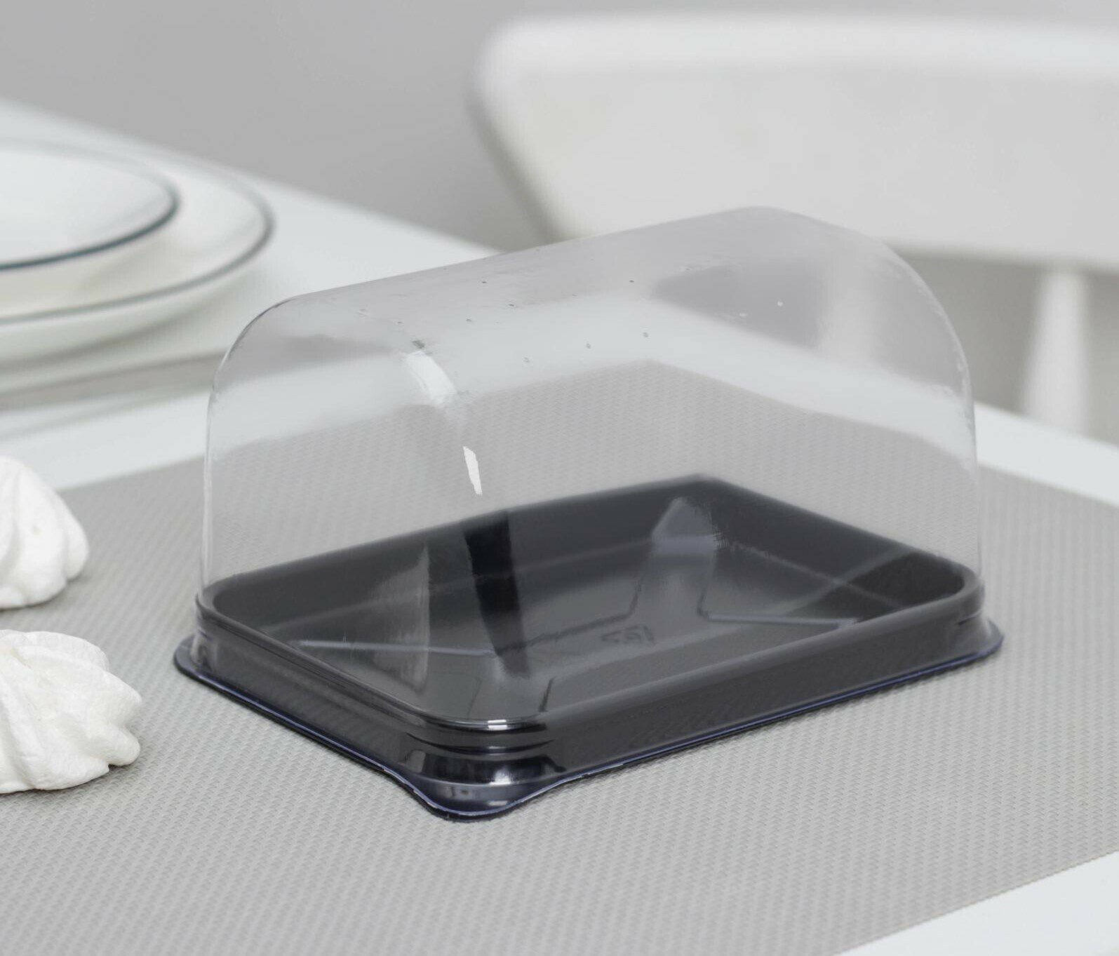 !09 Контейнер (набор 8 штук) для торта пластиковый одноразовый с крышкой 15,3×11,6×8,2 см, внутренний 13×9,3×8,1 см, прозрачный