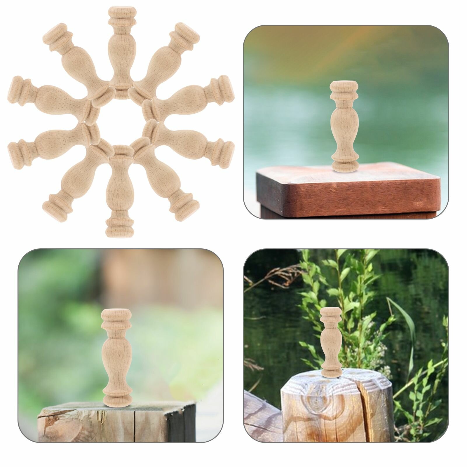 10 шт. Твердая деревянная колонна деревообрабатывающие лестничные балясины резной столб кукольный дом 6.00X1.80X1.80CM