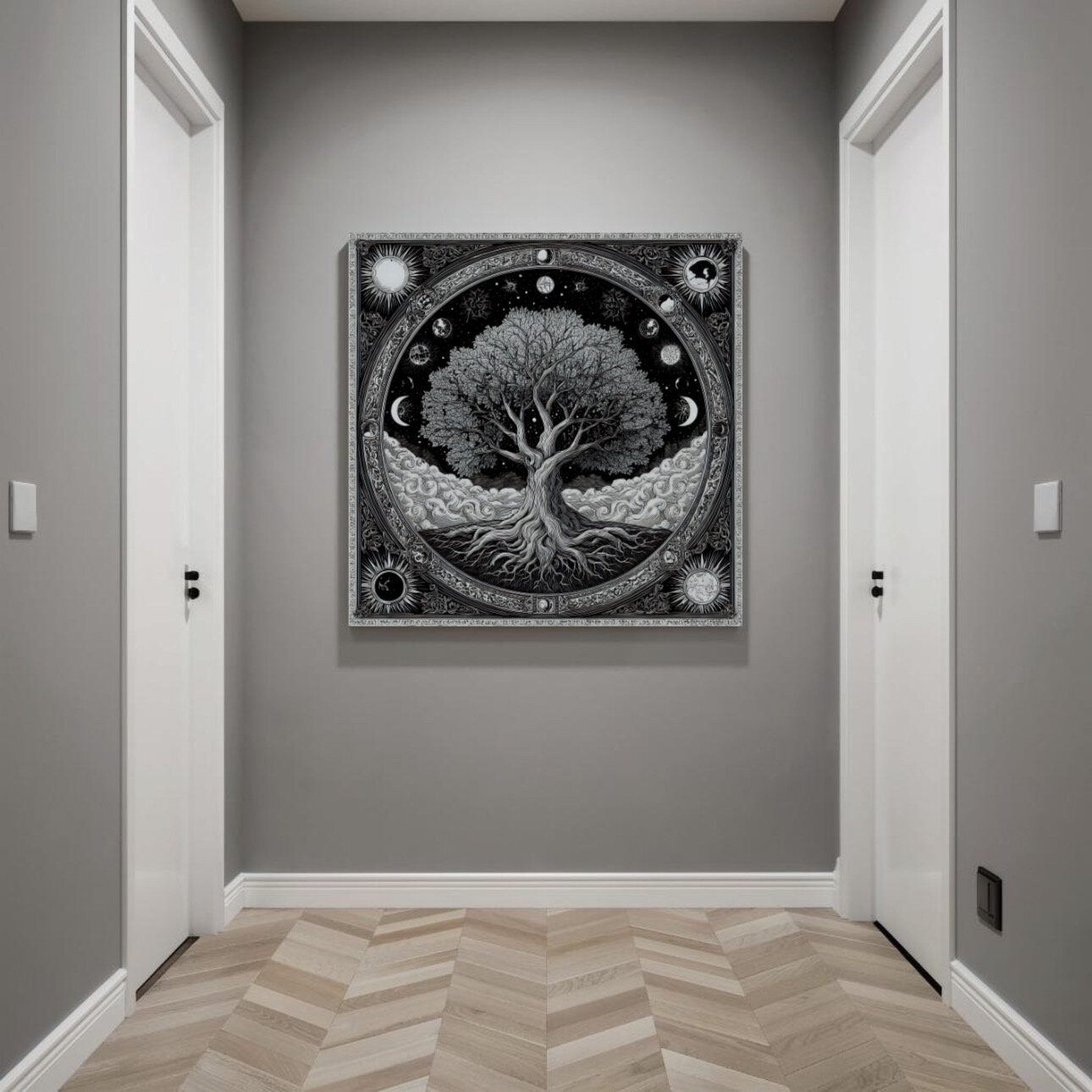 Картина в готическом стиле Дерево жизни, Иггдрасиль, 60*60 см