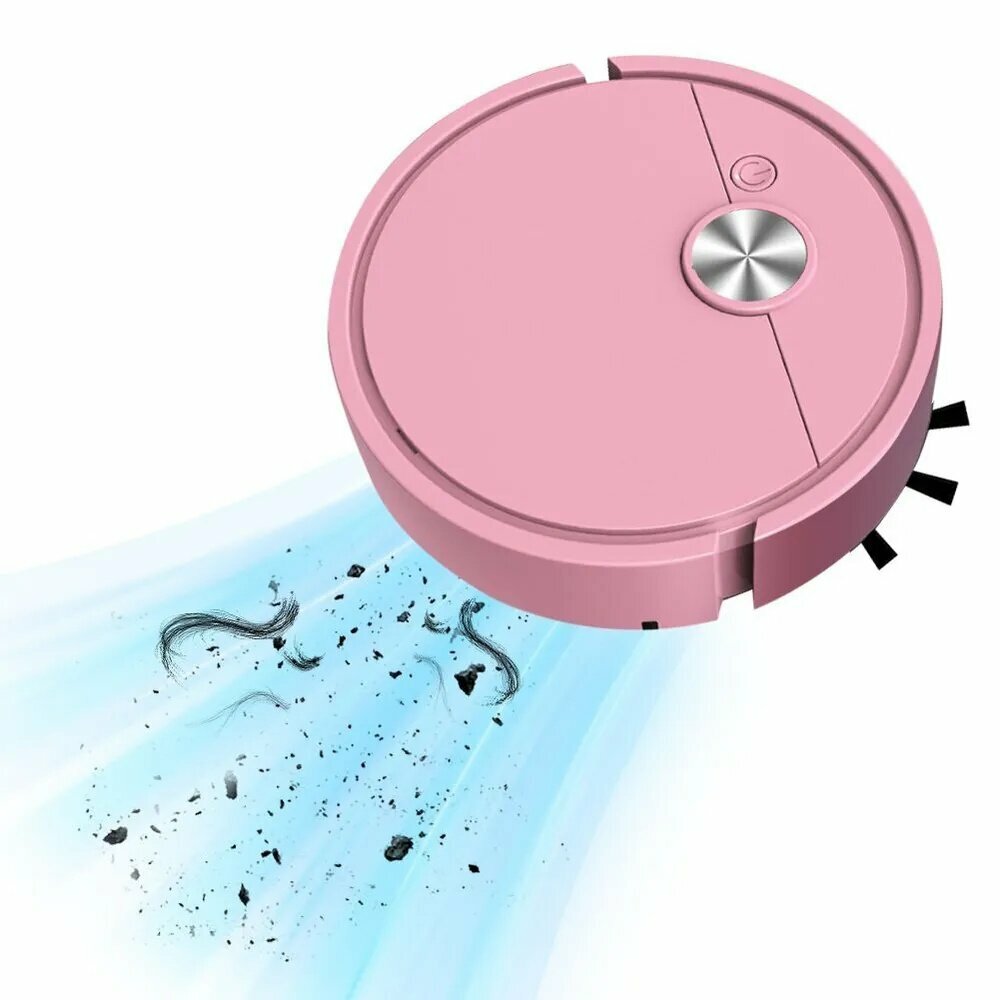 Робот-пылесос Робот-пылесос 3 в 1 с мощным всасыванием, перезаряжаемый для домашней уборки, розовый