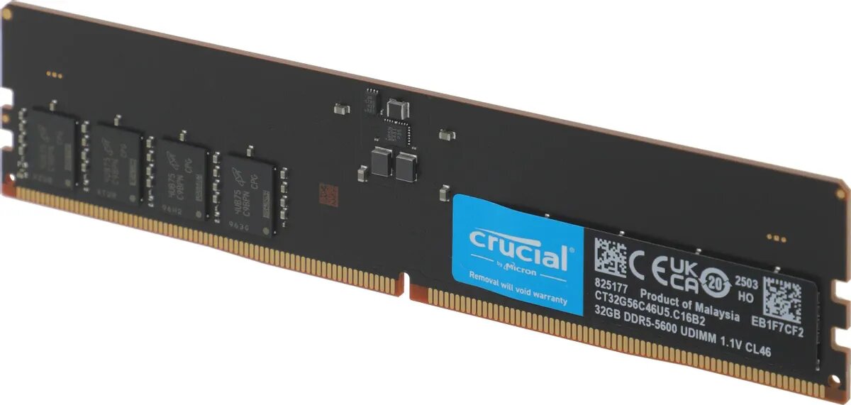 Модуль памяти DDR5 DIMM 1x32Gb DDR5600 Crucial (CT32G56C46U5)