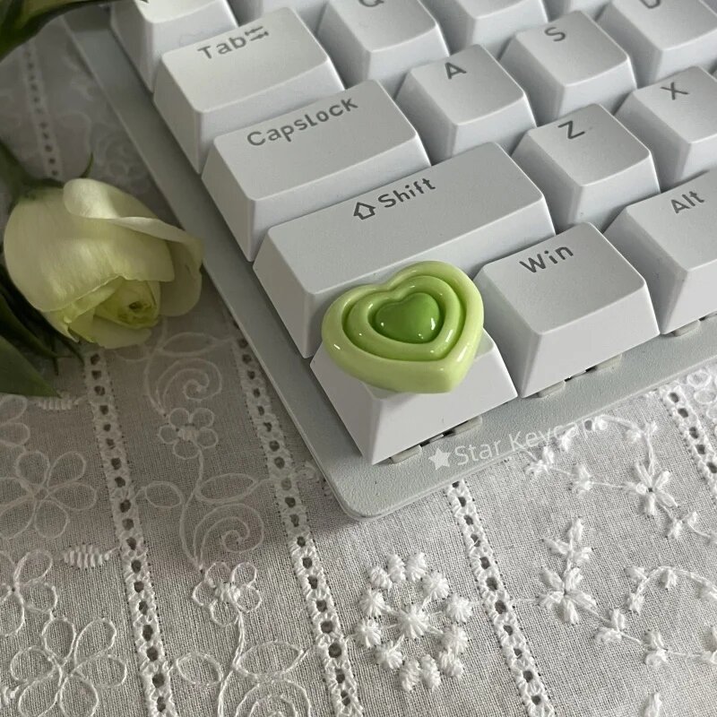 Колпачки для клавиш Ctrl/Fn/Al Alt 1,25u, механические колпачки с милым сердечком и white-5
