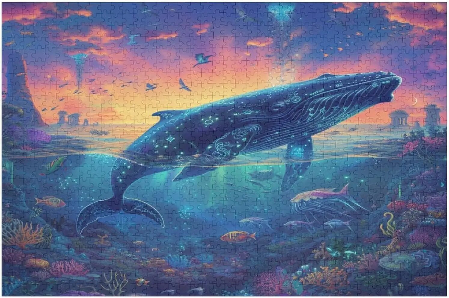 Деревянный Пазл «Кит Пересекает Море» - 300/500/1000 Штук, Упражнения Для Снятия Стресса Для Взрослых