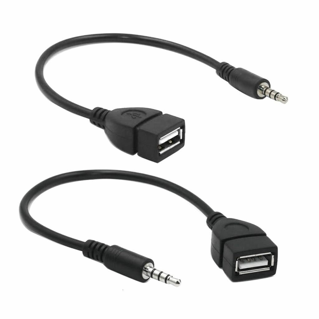 MP3 адаптер кабель черный для наушников 3.5 мм, USB, встроенный чип, внешняя стерео звуковая карта PVC