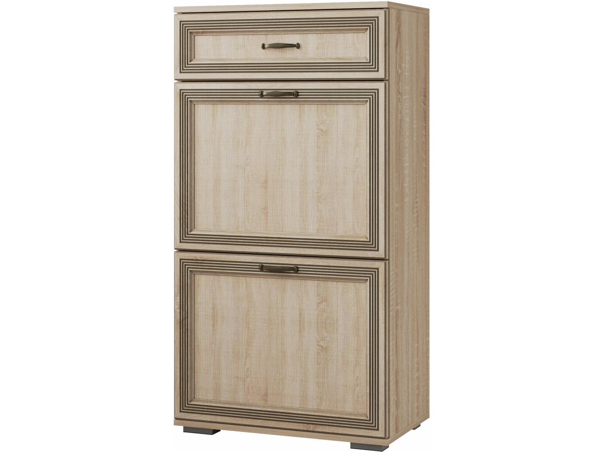 Обувница в классическом стиле с одним ящиком, Дуб сонома МДФ