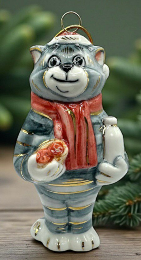 Кот Матроскин из Простоквашино ёлочная игрушка от Лефортовского фарфора, в индивидуальной упаковке