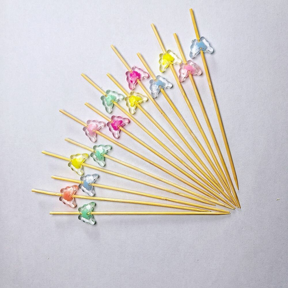 Одноразовые фруктовые палочки для десертов, креативные бамбуковые палочки, милые художественные зубочистки, закусочные палочки, коктейльные сердечки