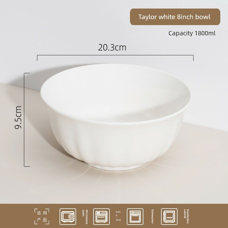 Набор посуды Shunxiang Ceramics: чисто белые тарелки и миски, красивые миски для риса, легкая роскошь,