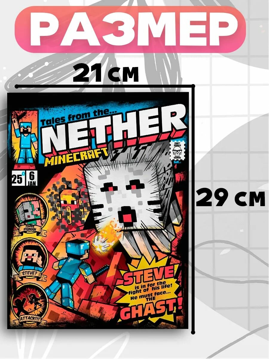 Постеры на стену для интерьера Minecraft, плакат 1шт, А4 размер. — фото 1