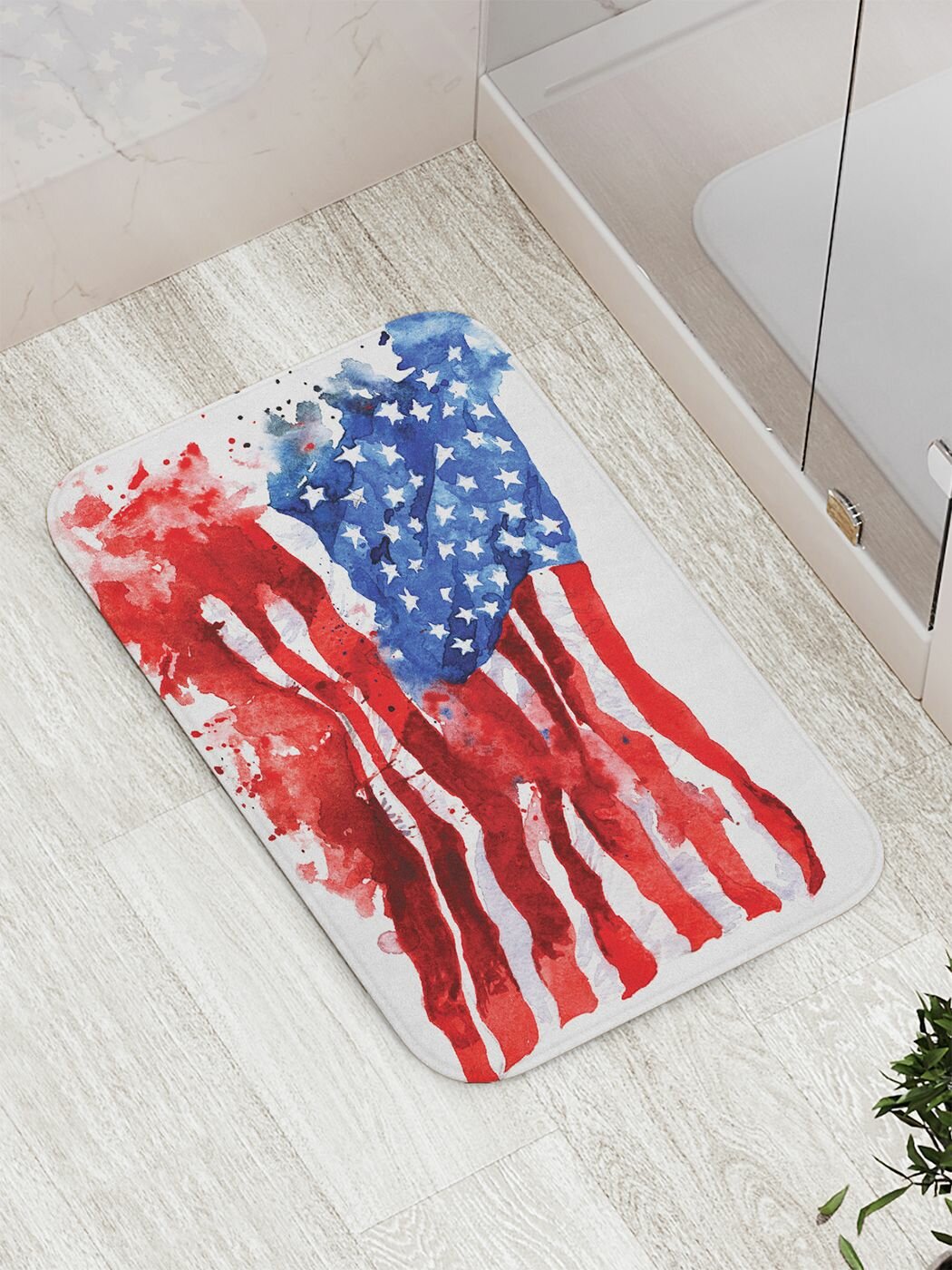 Коврик для ванной комнаты, туалета "Размытый флаг Америки" противоскользящий, 52х77 см, JoyArty
