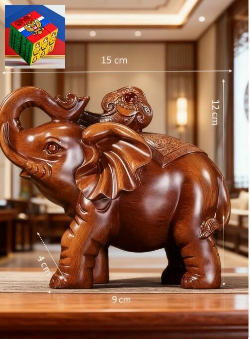 Деревянная статуэтка слон ручной работы для декора дома