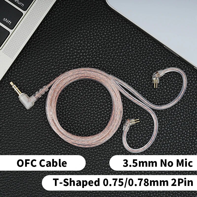 Fransun A6 Бескислородный медный кабель для наушников Посеребренный кабель 0,75/0,78 мм/QDC 2-контактный шнур Type-C/3,5 мм Обновленный провод для наушников