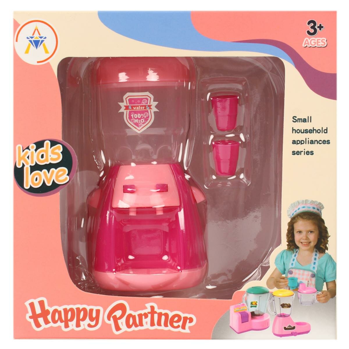 Детский игровой кулер «Happy Partner» с 2 стаканчиками, розовый, пластик, 18 см — фото 1