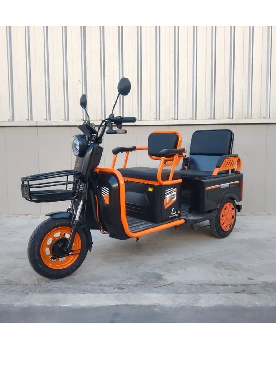 Электроскутер трехколесный Kugoo T3 500W, 60V/20.8AH мощный черный