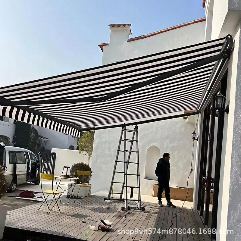 [2025] Ручной выдвижной навес из алюминиевого сплава, опционально доступен электрический навес, автоматический уличный навес для вилл премиум-класса.