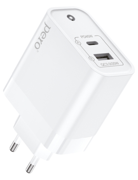 СЗУ PERO TC15 USB+USB-C 65W PD White