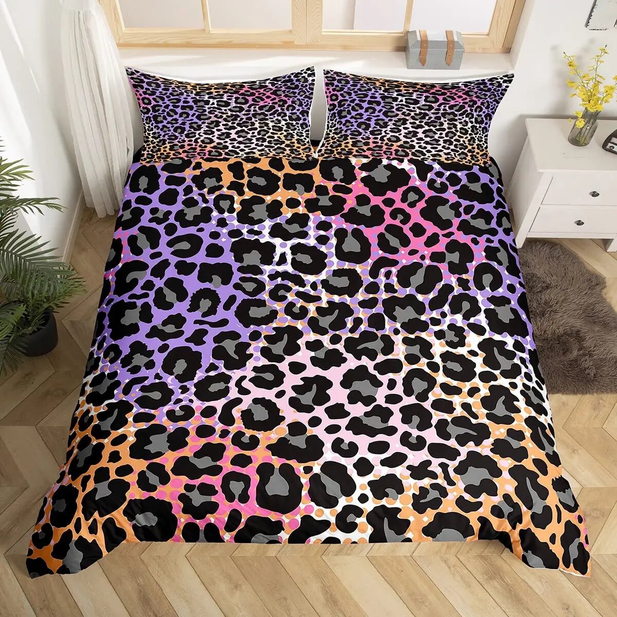 Комплект постельного белья леопард фиолетовый EU King 240x220cm