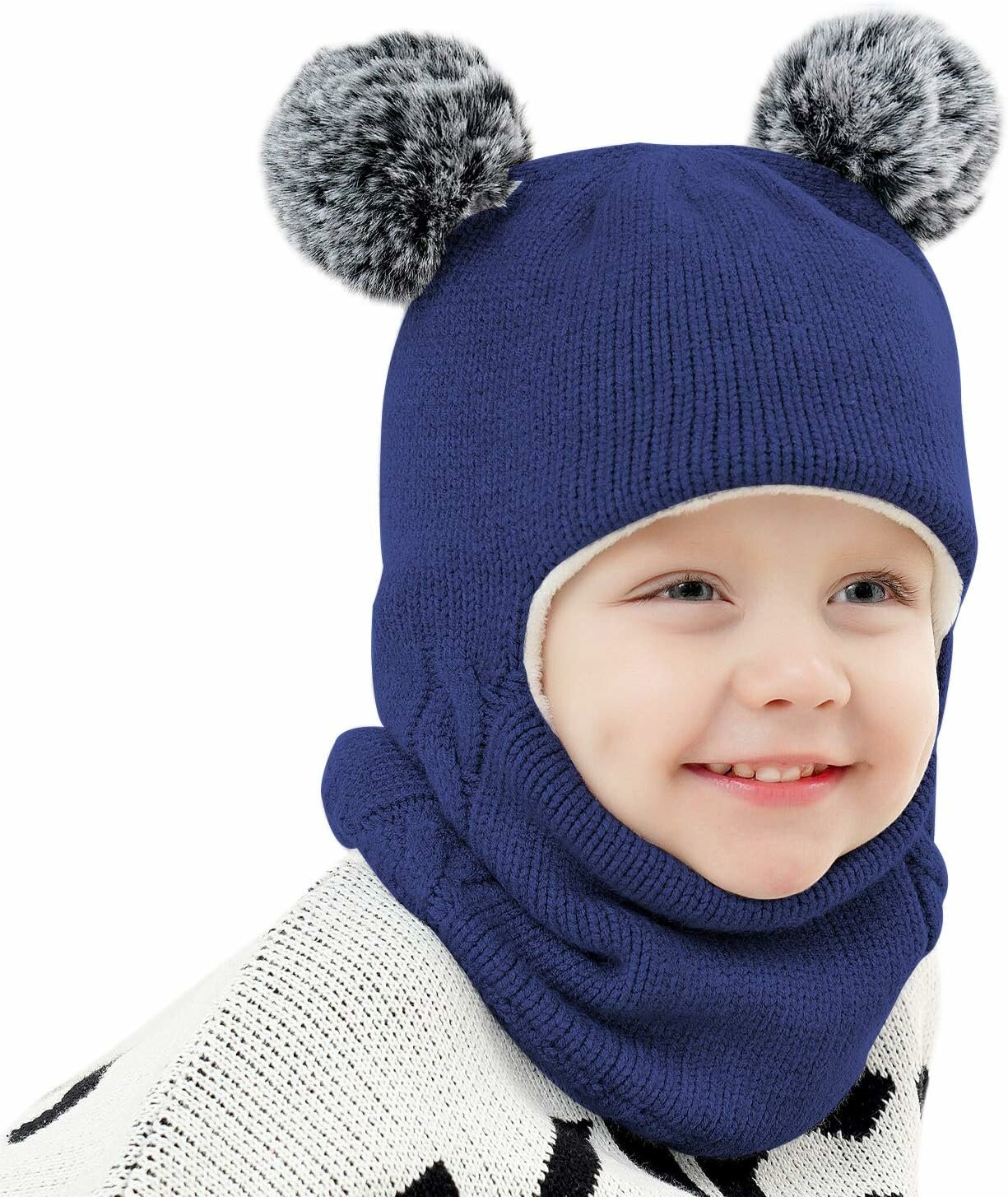 Вязаный комплект из шапочки и шарфа для малышей, унисекс, подходит для детей от 6 до 24 месяцев.