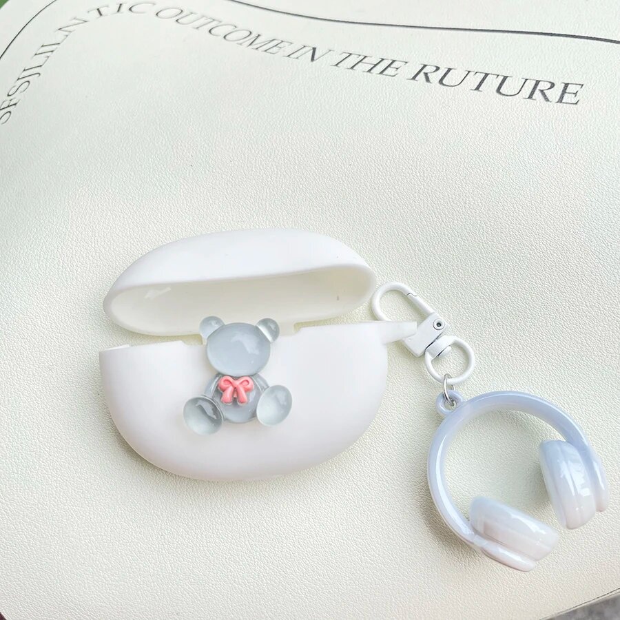 Силиконовый чехол для Realme Buds T110 с брелком For Realme Buds T01, A6