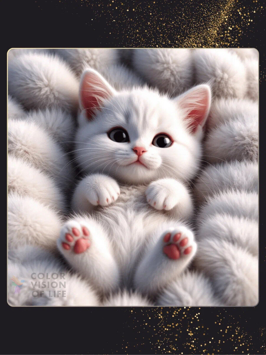 Алмазная мозаика CVL "Котёнок в одеяле", 20 см x 20 см, полная выкладка