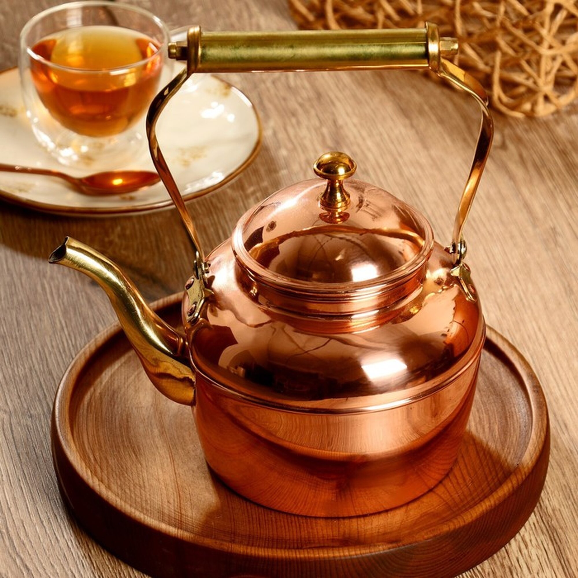 Чайник , медный, 1200мл, поворотная ручка, для электрической и газовой плиты