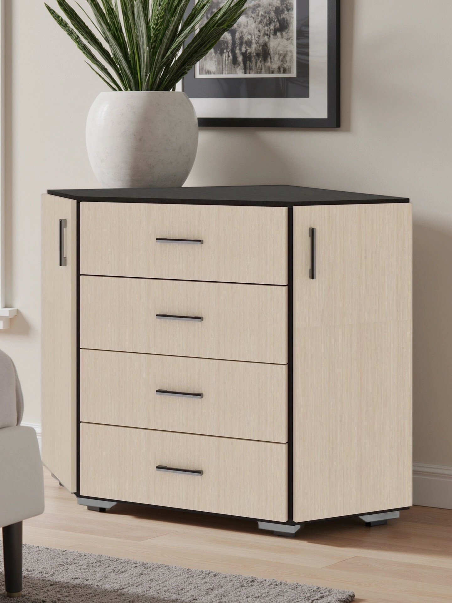 Комод угловой Памир "К780", ЛДСП, роликовые направляющие, дизайн венге