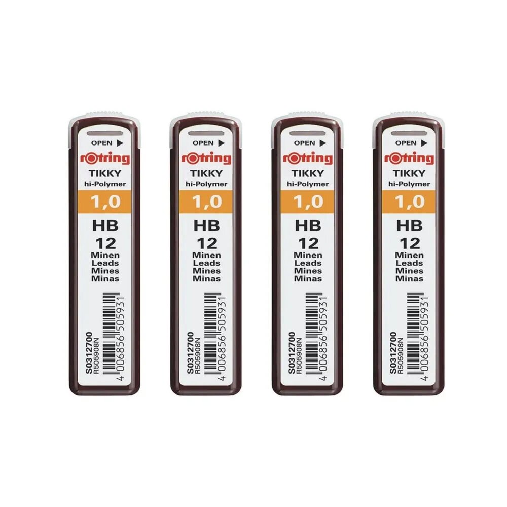 Rotring Грифель для карандаша 1 мм, твердость: HB (Твердо-мягкий), 4 шт.
