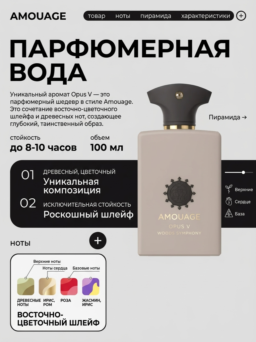 Amouage Opus V Woods Symphony парфюмерная вода унисекс 100 мл восточный древесный аромат 2011