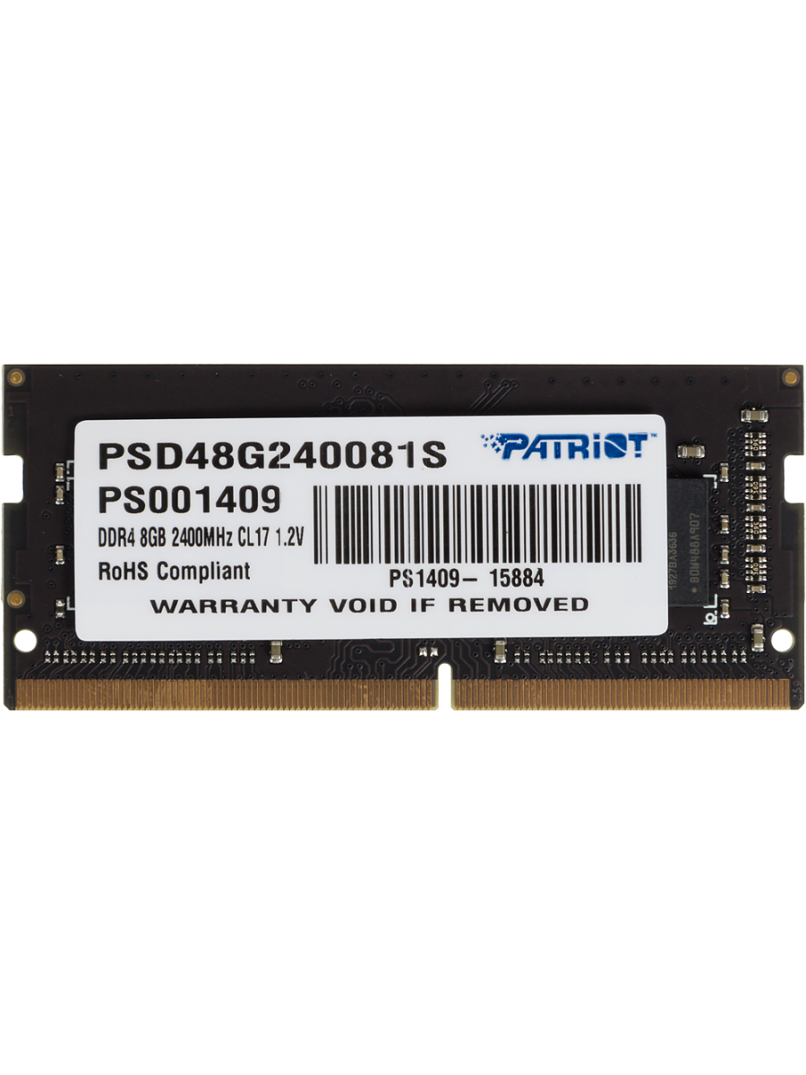 Память DDR4 8GB 2400MHz Patriot PSD48G240081S RTL PC4-19200 CL17 SO-DIMM 260-pin 1.2В single rank RTL