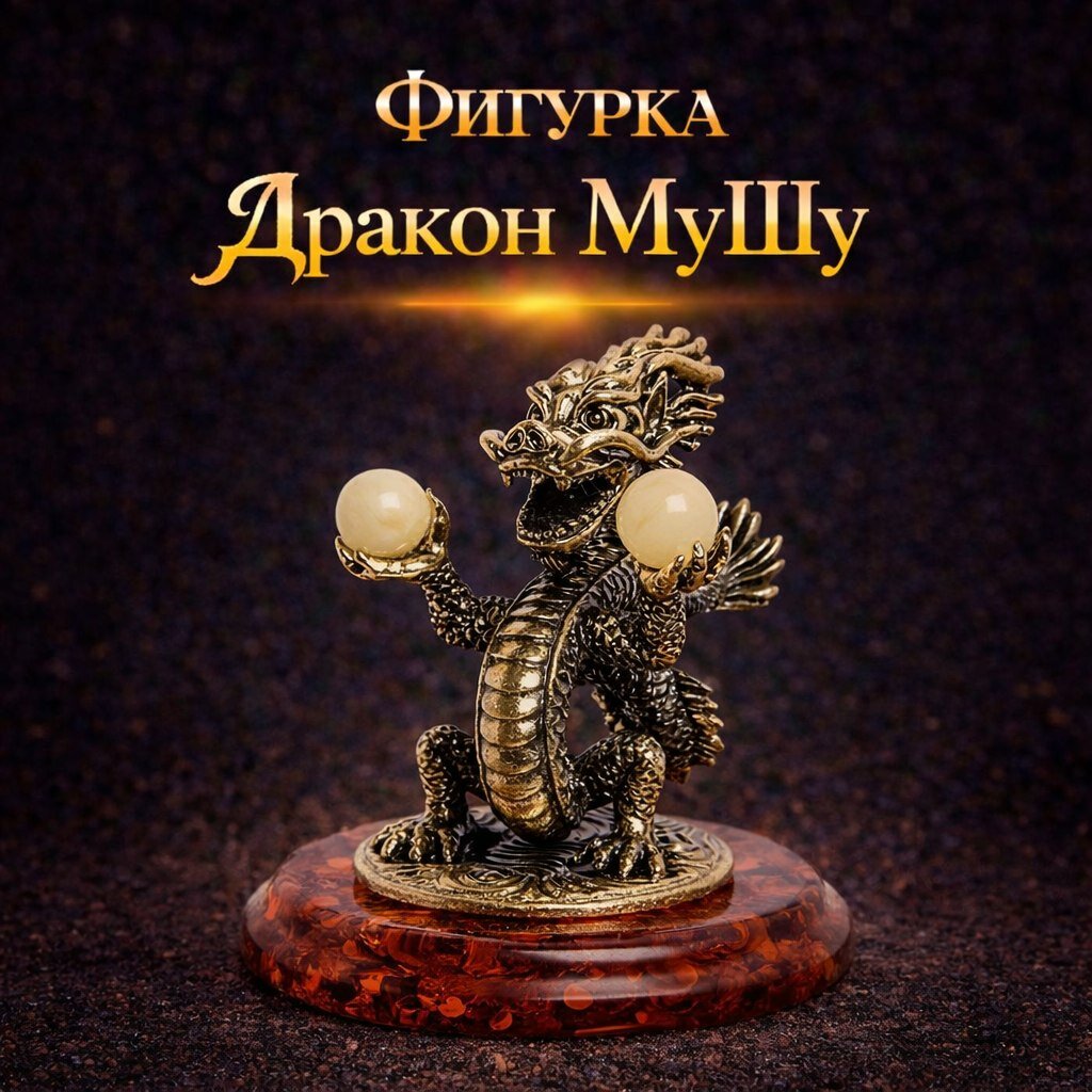 Фигурка Дракон МуШу (янтарь)