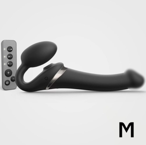 98171 Вибрострапон Strap-On-Me Multi Orgasm с 3 моторами и клиторальным стимулятором, M, черный.