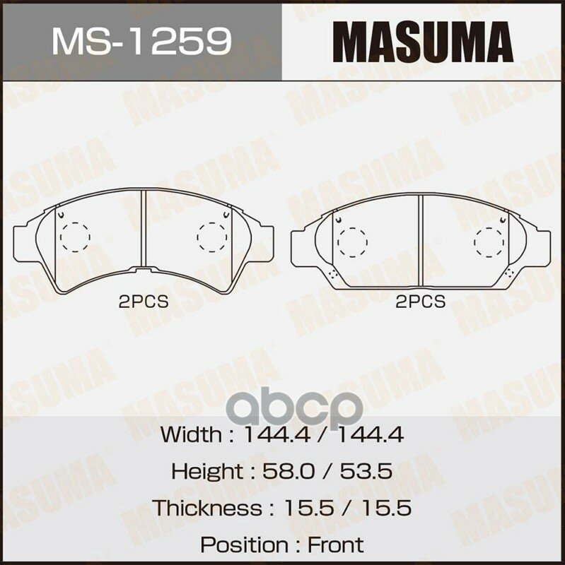 Колодки торм. пер. TOYOTA Camry/Vista 90-94 Masuma арт. MS-1259