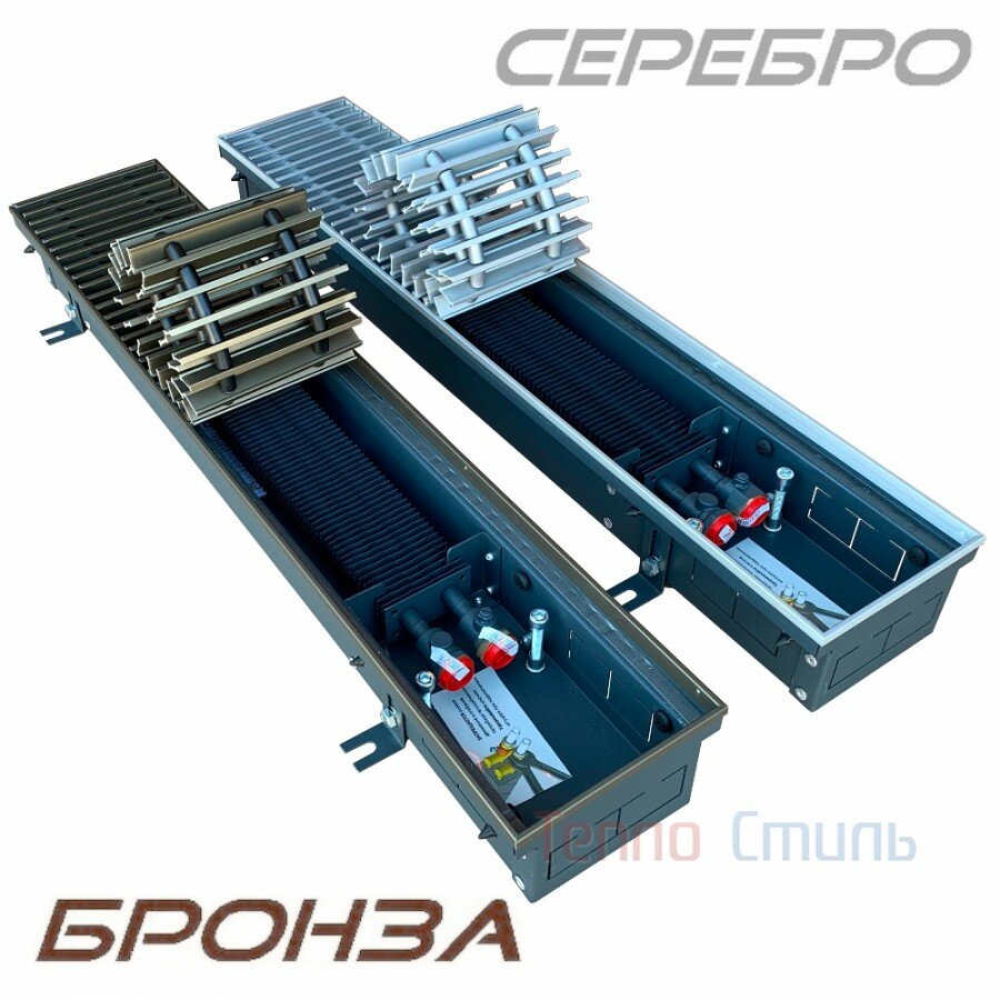 Внутрипольный конвектор Techno Power KVZ 150-85-1200/Б с решёткой цвет бронза