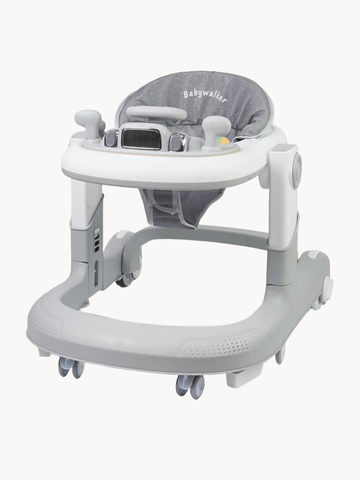 Ходунки детские с 6 мес 4 в 1, Ходунки каталка для мальчиков. девочек с игровой панелью и музыкой, до 20 кг, Серо-белый