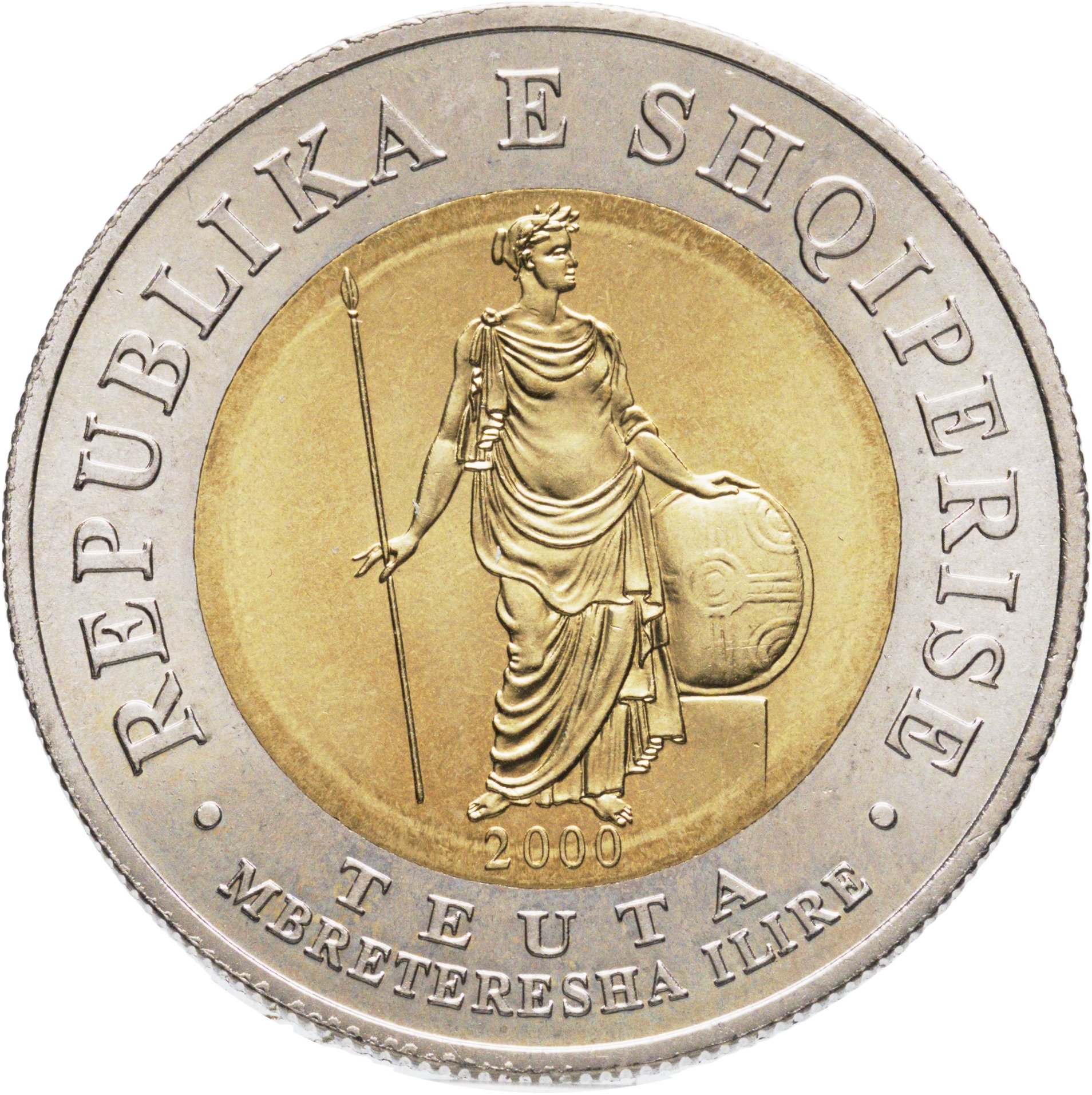 Албания 100 леков leke 2000, Биметалл, в сохранности UNC