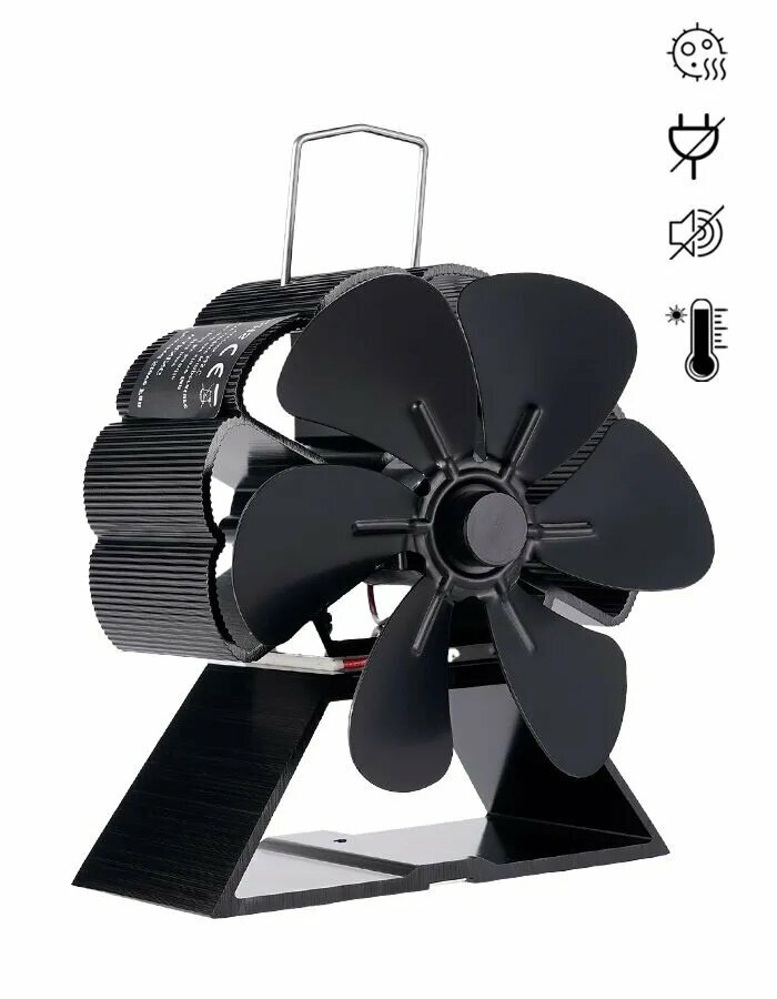 Печной вентилятор / Вентилятор на камин 6 лопастей / Печной Тепловентилятор для дровяной печи -экологически чистые тихие и эффективные радиаторы