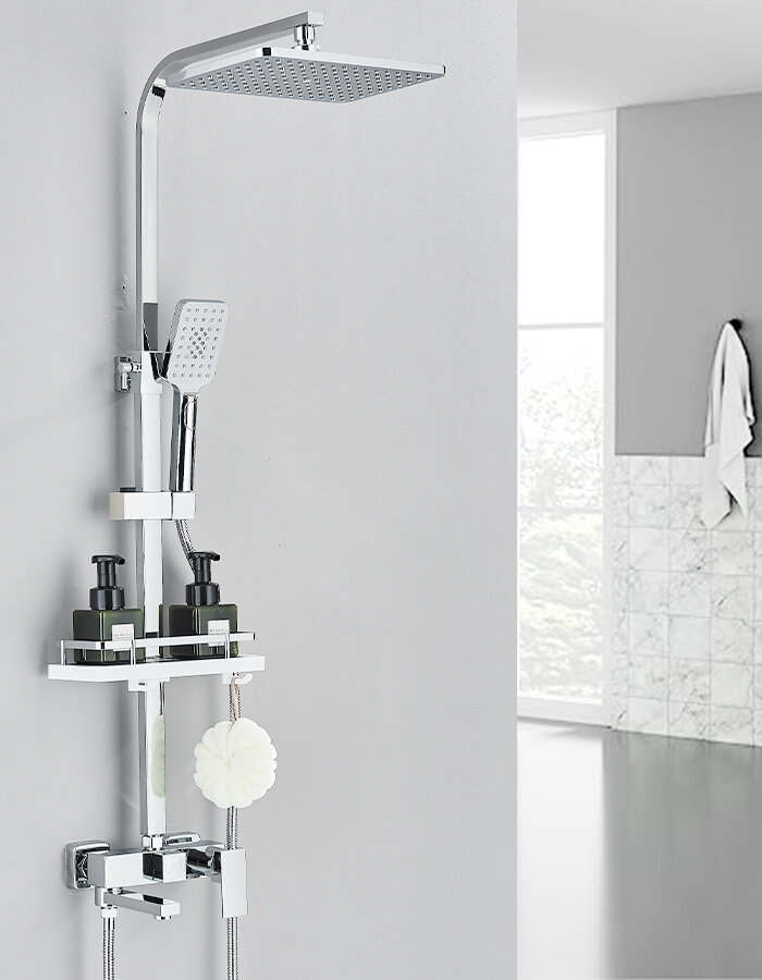 Душевая система Wermixer , душевая стойка с тропическим душем и смесителем, Хром