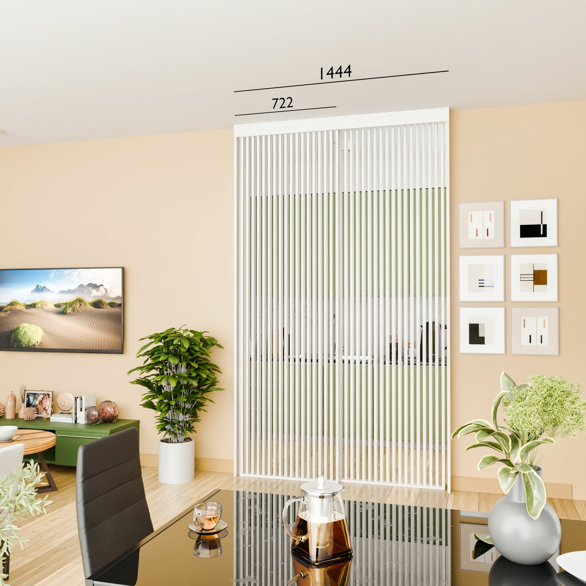 Дверь из реек для комнаты, 22х40 мм, белая, 2 модуля, рейки клуб