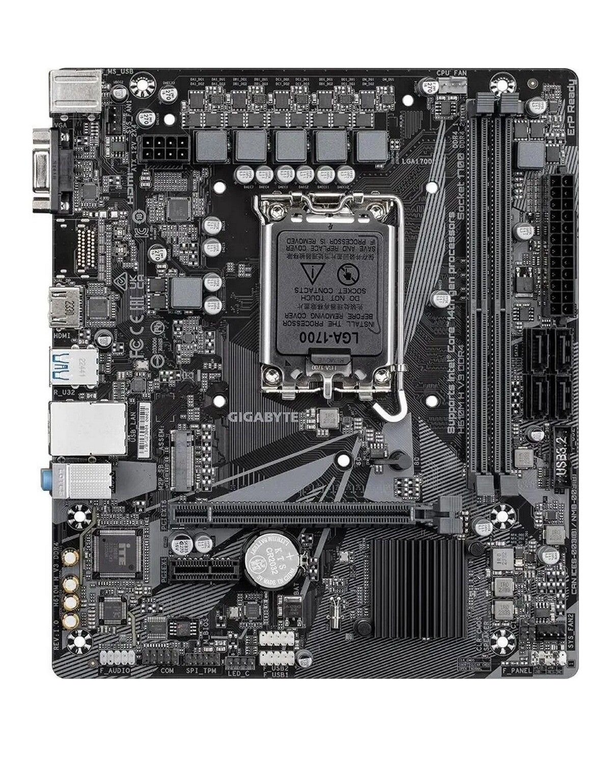 Материнская плата GIGABYTE H610M H V3, mATX, DDR4, 64GB, 3200MHz