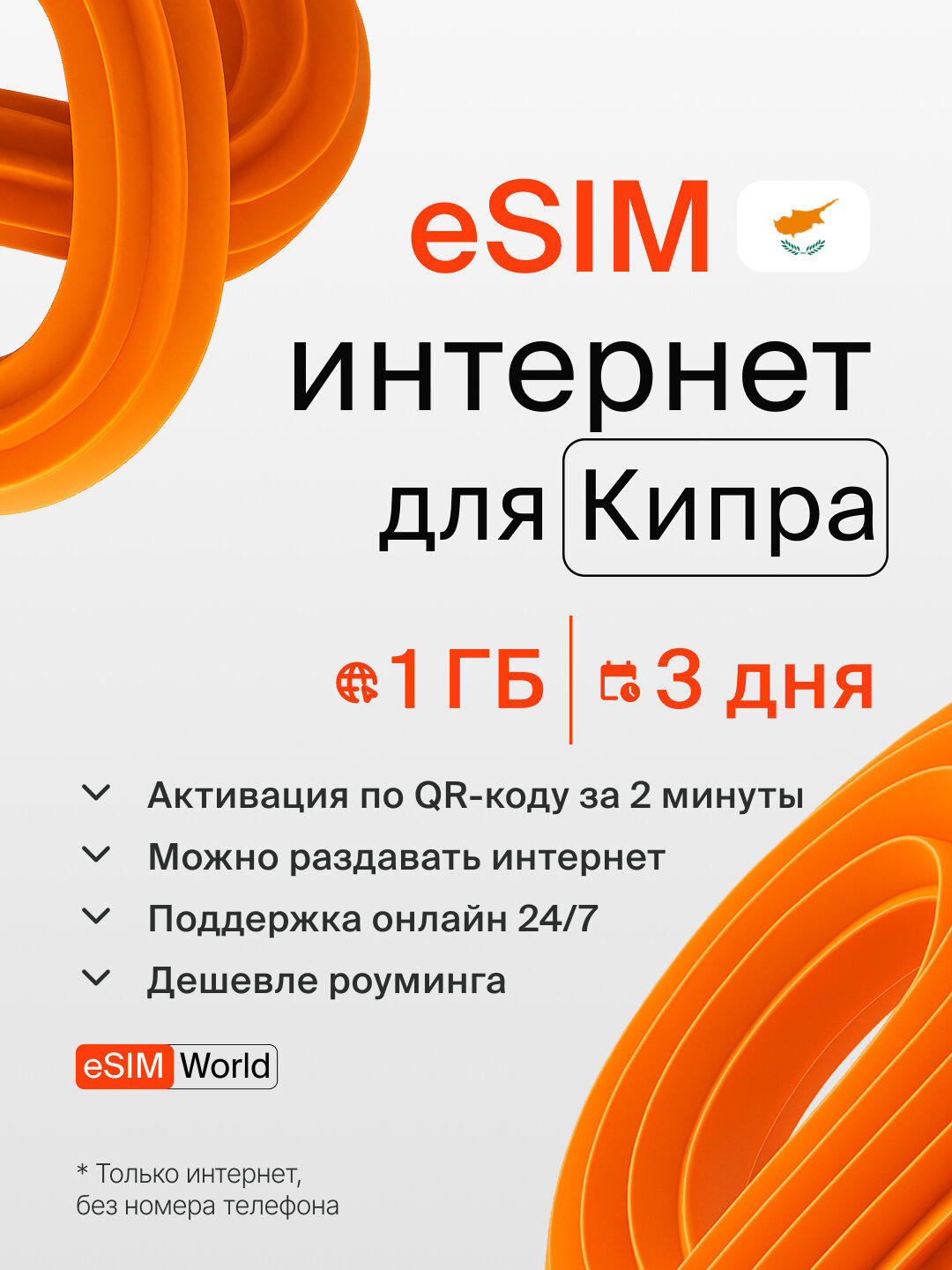 1 ГБ / 3 дня: Туристическая eSIM Кипр интернет в Никосии и Лимассоле